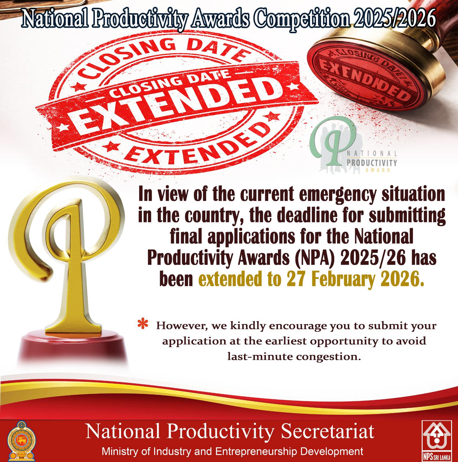 Application Closing Date Extended